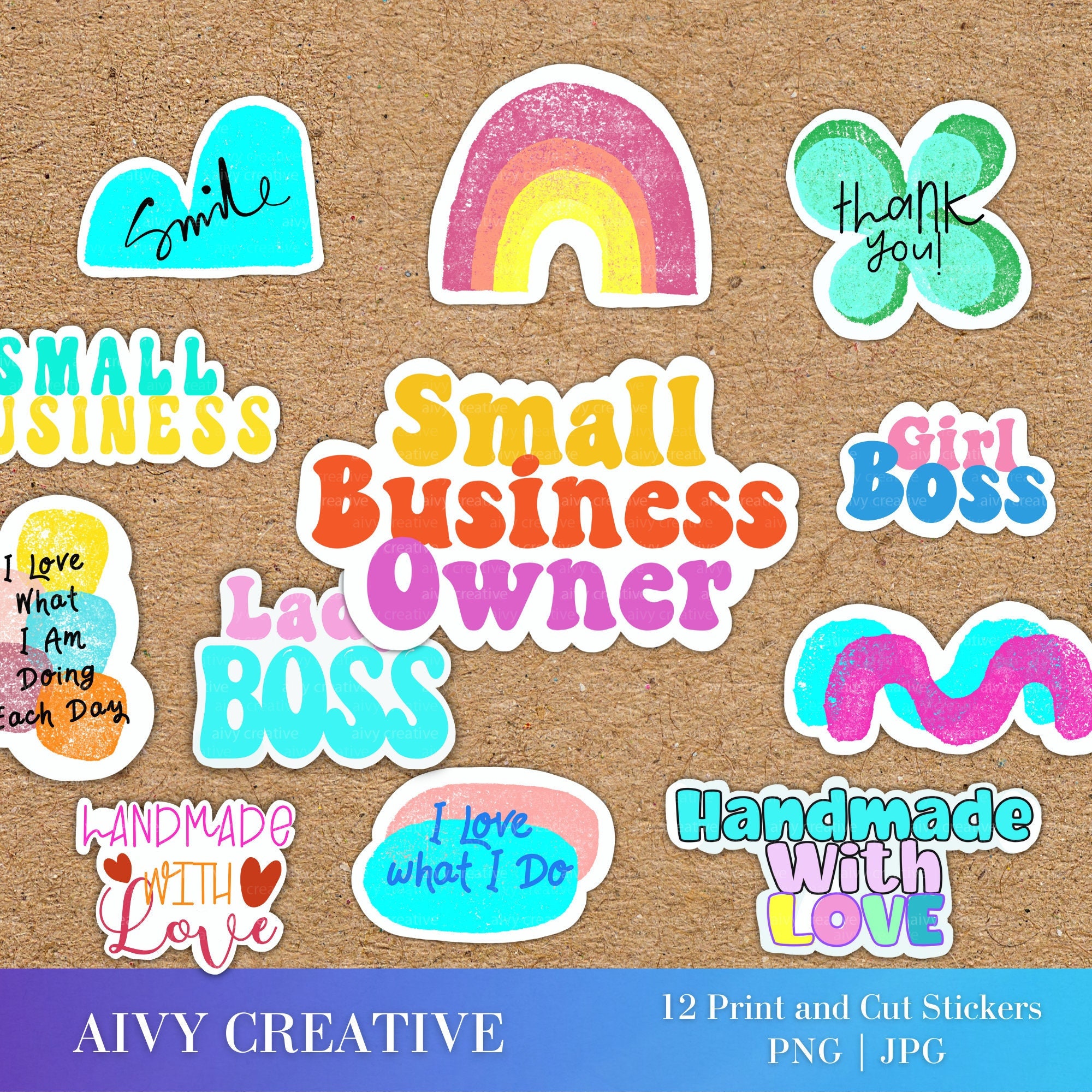 12 Small Business Owner Stickers Bundle Print and Cut Suitable for ...