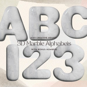 Marble Alphabets and Numbers Cliparts, 3D Alphabet, Marble Cliparts ...