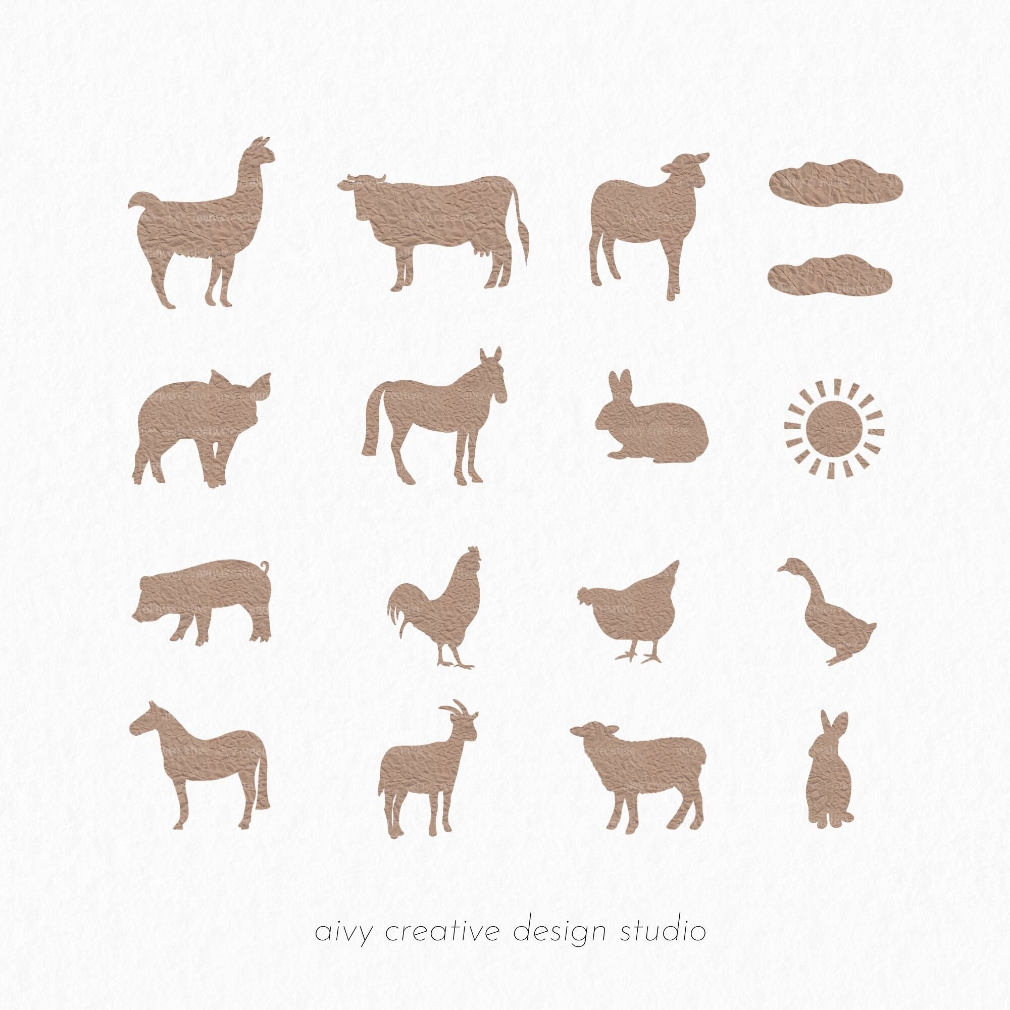 Farm Animals Abstract Clip Art Set Transparent PNG Files - Etsy