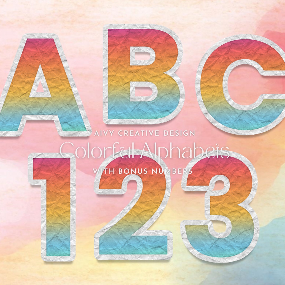 Colorful Alphabet and Numbers, Birthday Alphabets, School Clip Arts - Etsy