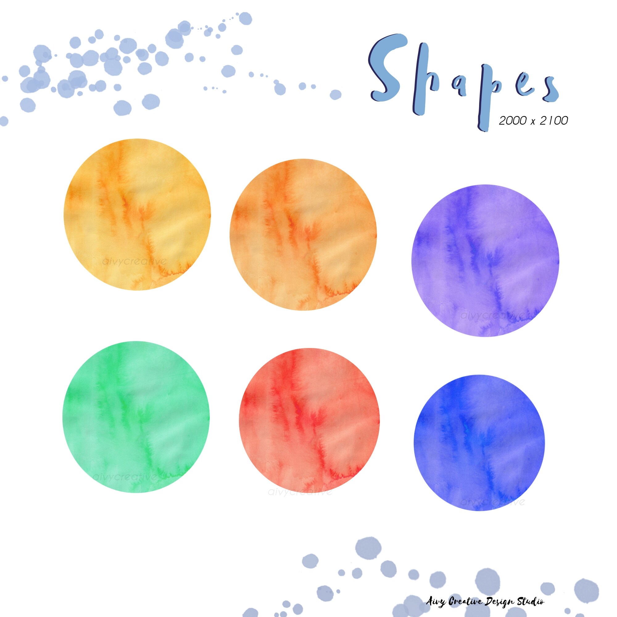 Hand Painted Watercolor Shapes Clip Art Bundle Transparent - Etsy
