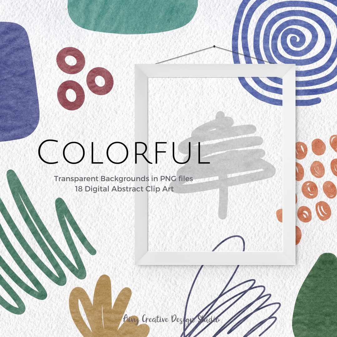 Hand Drawn Colorful Abstract Clip Art Set| Transparent PNG Files ...