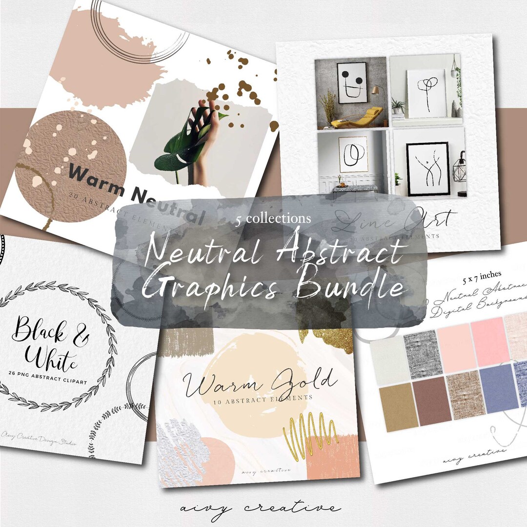 Neutral Abstract Digital Graphics Bundle | 5 Collections | Personal ...