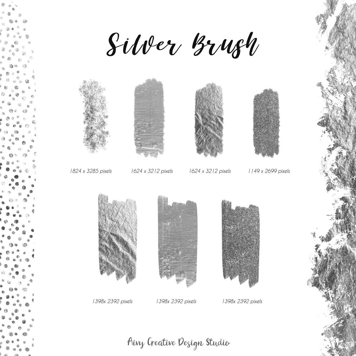 Stylish Silver Brush Strokes Clip Art Set Transparent PNG - Etsy