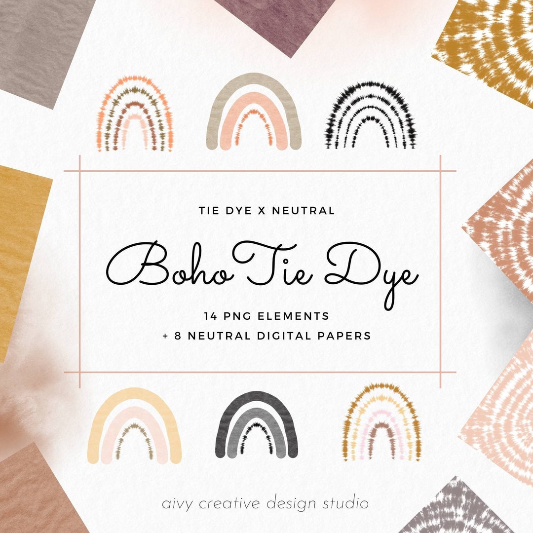 Boho Tie Dye X Rainbow Abstract Clipart | Marketing Material | Social ...