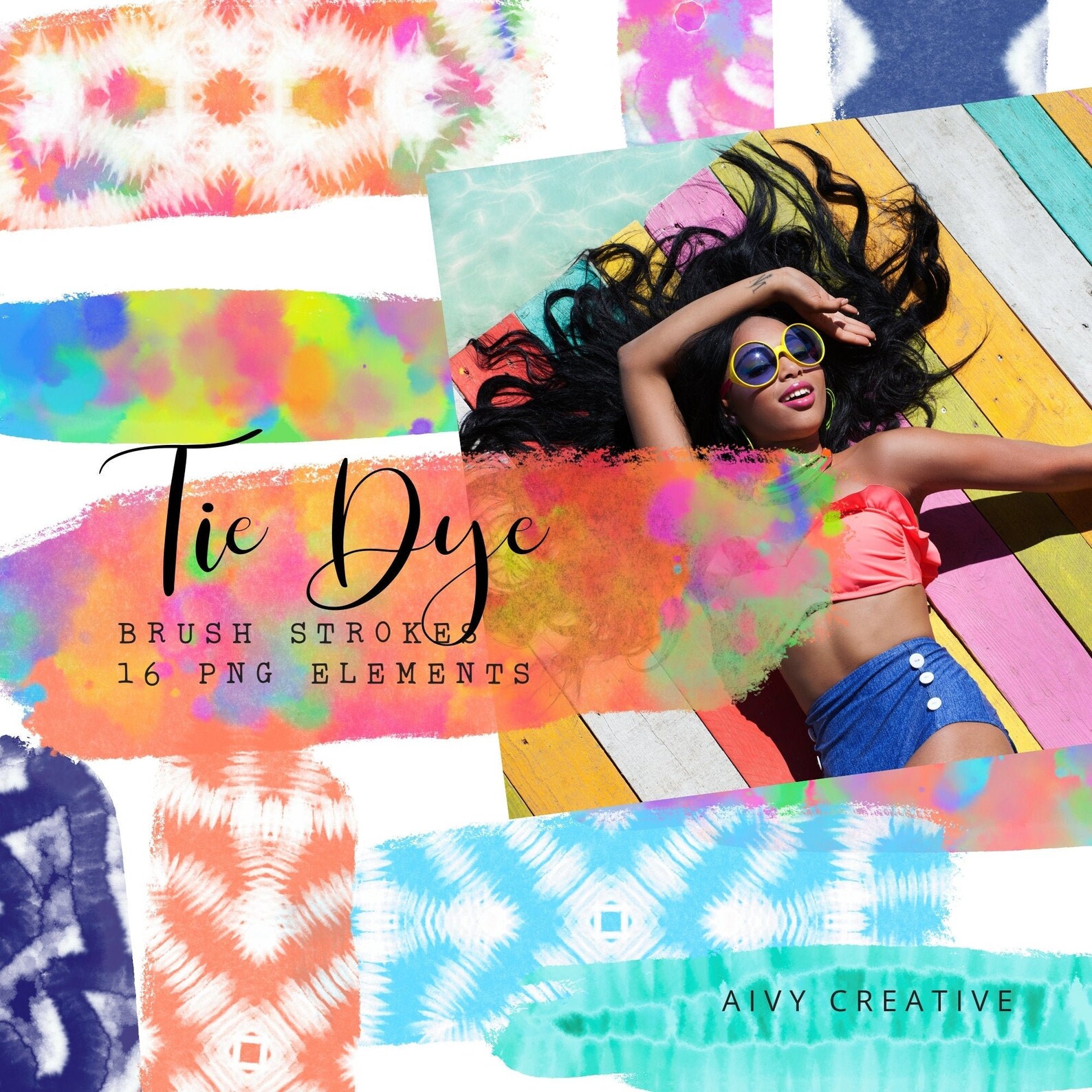 Tie Dye Brush Stroke Clip Art Set for Creative Projects - Etsy Singapore