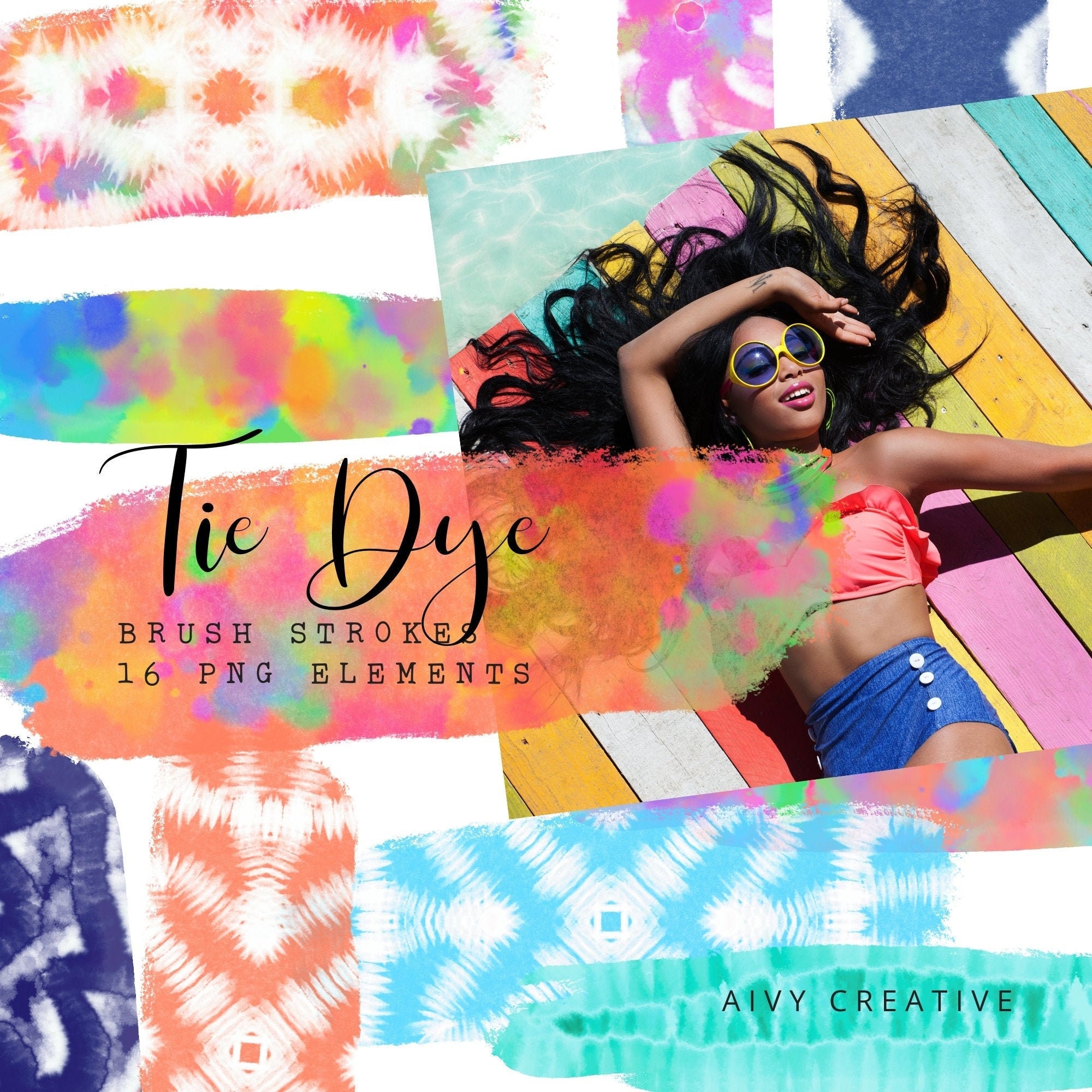 Tie Dye Brush Stroke Clip Art Set for Creative Projects - Etsy Singapore