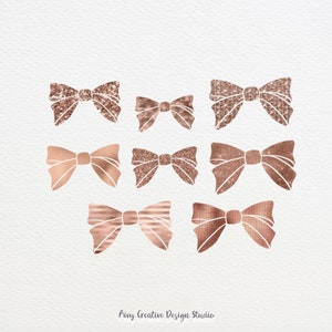 22 Rose Gold Bow and Ribbon Clipart Set | Rose Gold Ribbon | Rose Gold ...