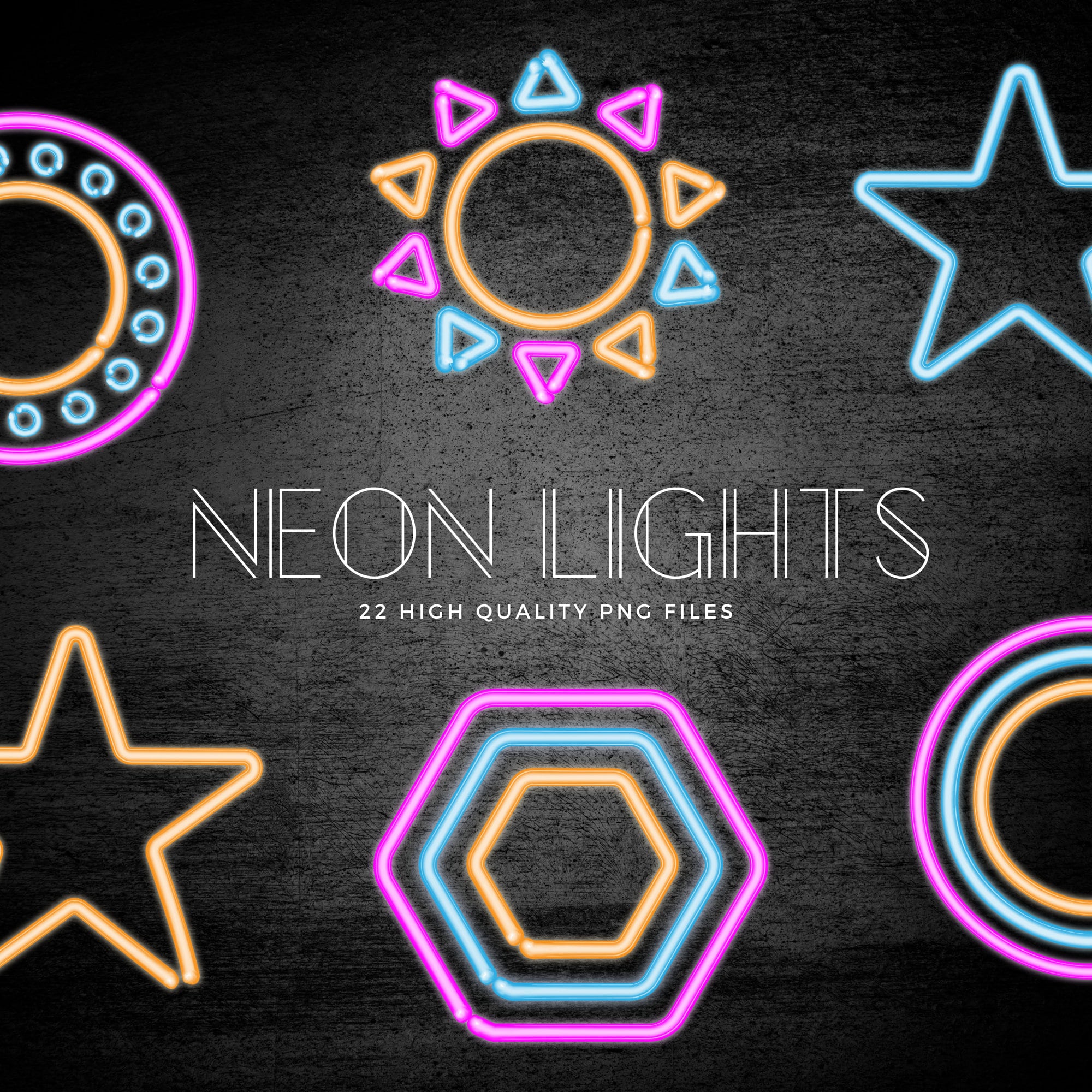 Fun Neon Lights Abstract Clip Art Set Transparent PNG Files - Etsy