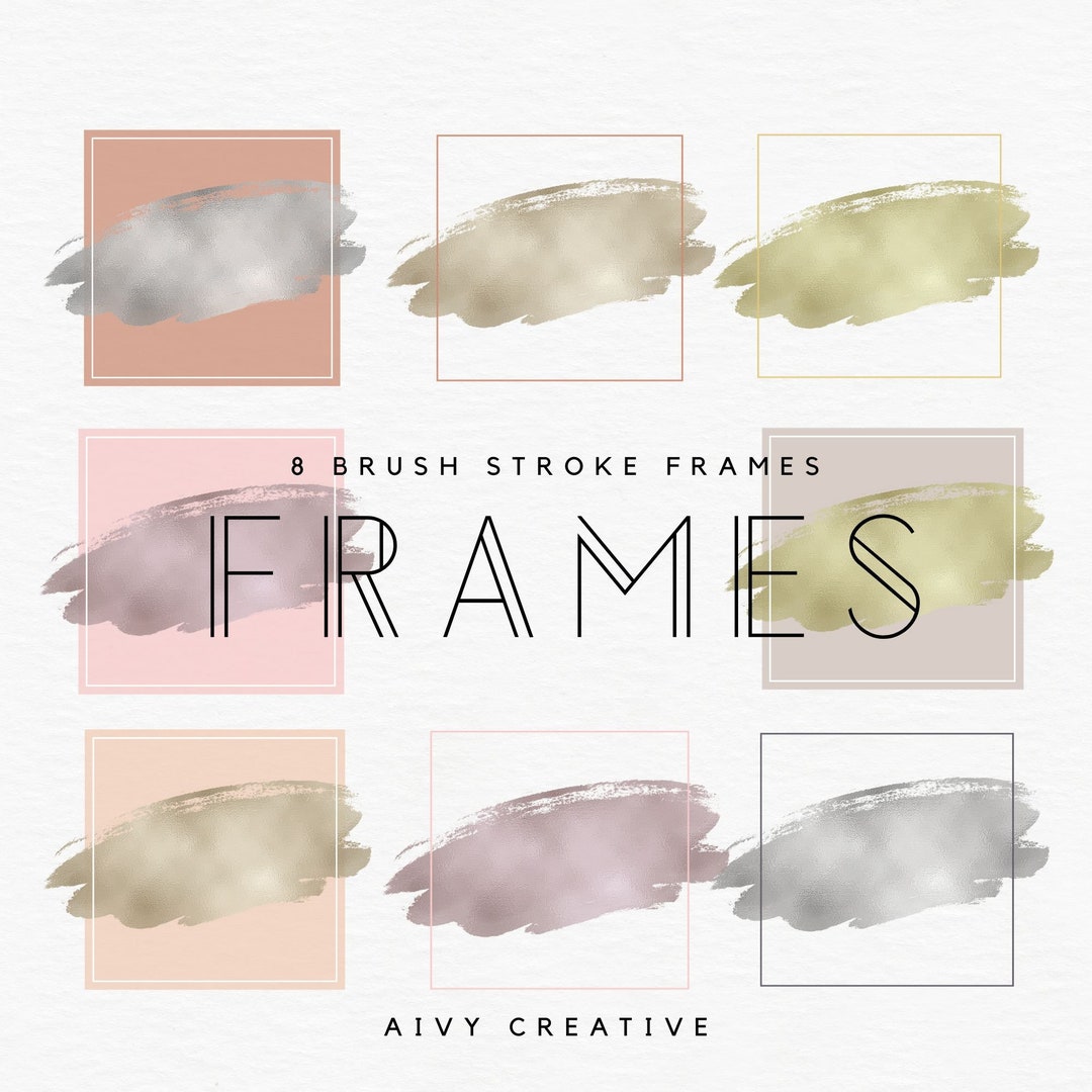 8 Brush Stroke Frames Clip Art Set | Transparent PNG Files | Marketing ...