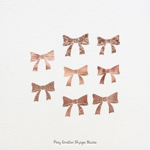 22 Rose Gold Bow and Ribbon Clipart Set | Rose Gold Ribbon | Rose Gold ...