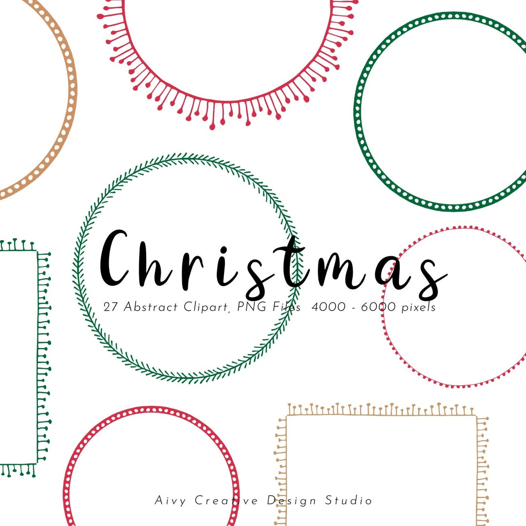 Christmas Frames Clip Art Set | Transparent PNG Files | Marketing ...