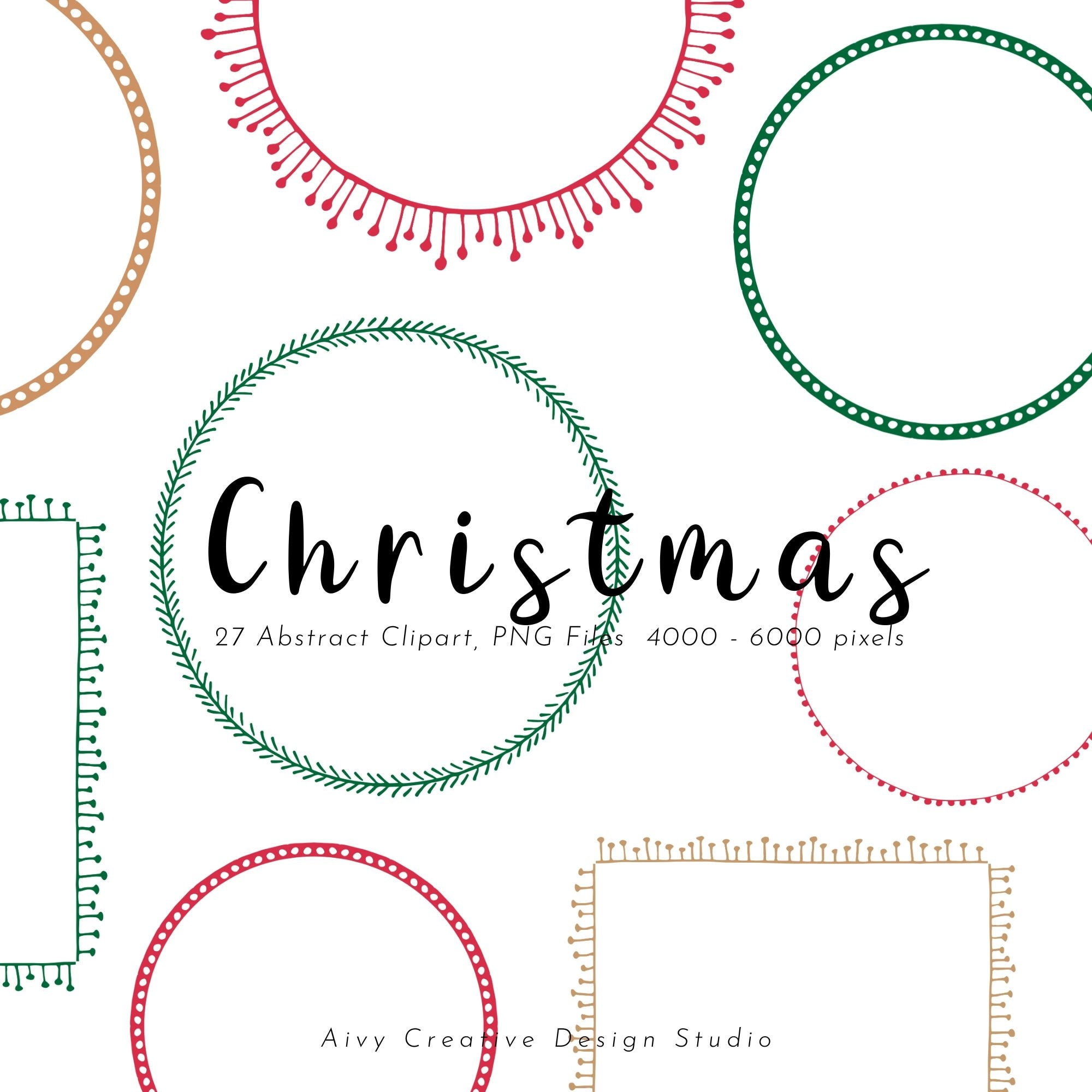 Christmas Frames Clip Art Set Transparent PNG Files Marketing Material ...