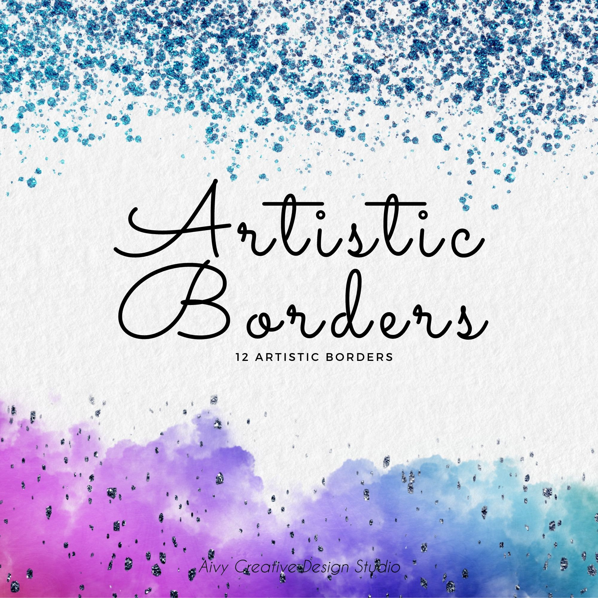 12 Colorful Artistic Borders in PNG Files Invitation Wedding Party ...