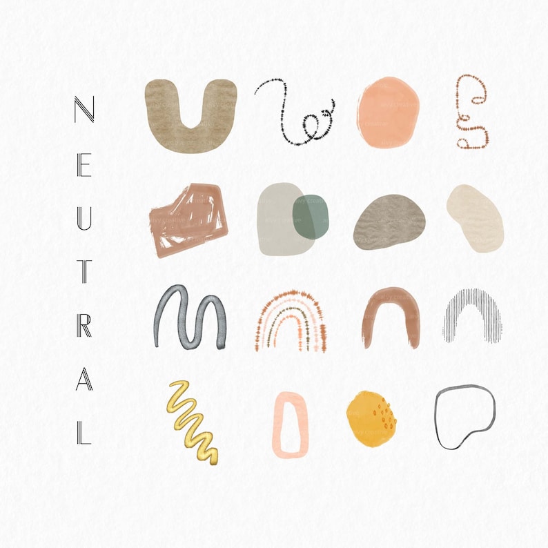 Neutral X Boho Clip Art Set, Abstract Clipart, Boho Clipart, Bohemian ...