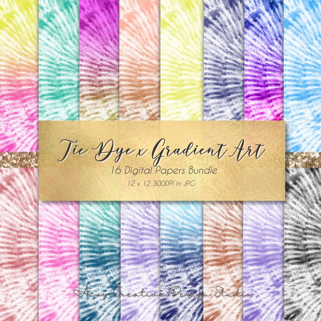 16 Colorful Tie Dye Digital Papers Set | Gradient Digital Paper ...