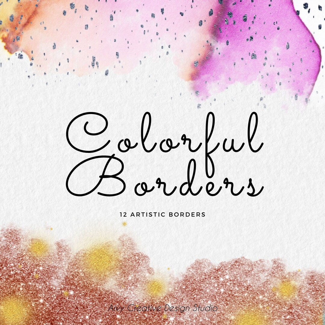 12 Colorful Alcohol Ink Border, Abstract Graphics, Abstract Clipart ...