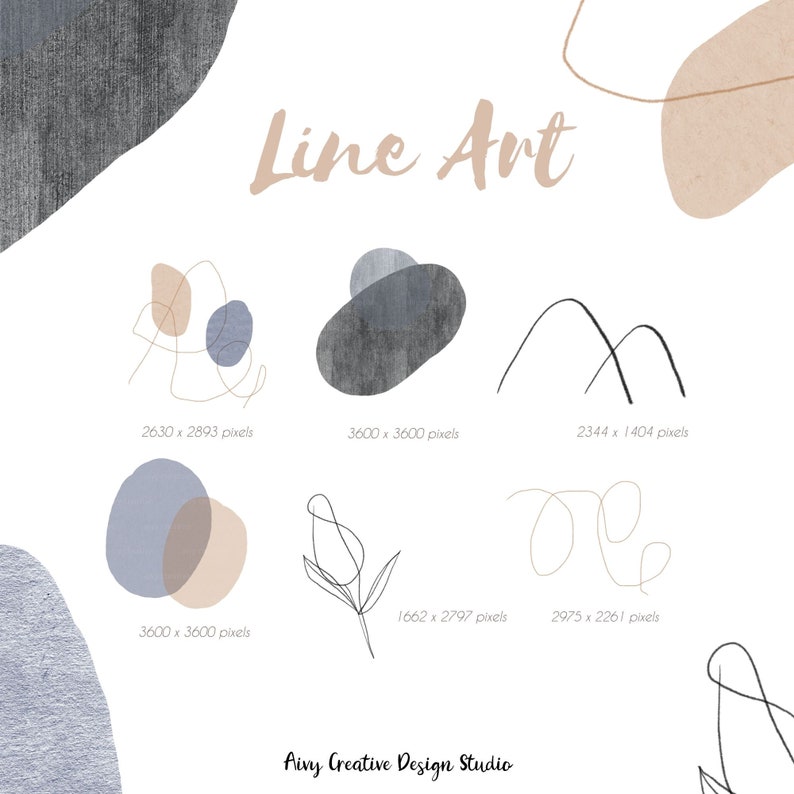 Hand Drawn Neutral Abstract Body Line Art Bundle Transparent - Etsy