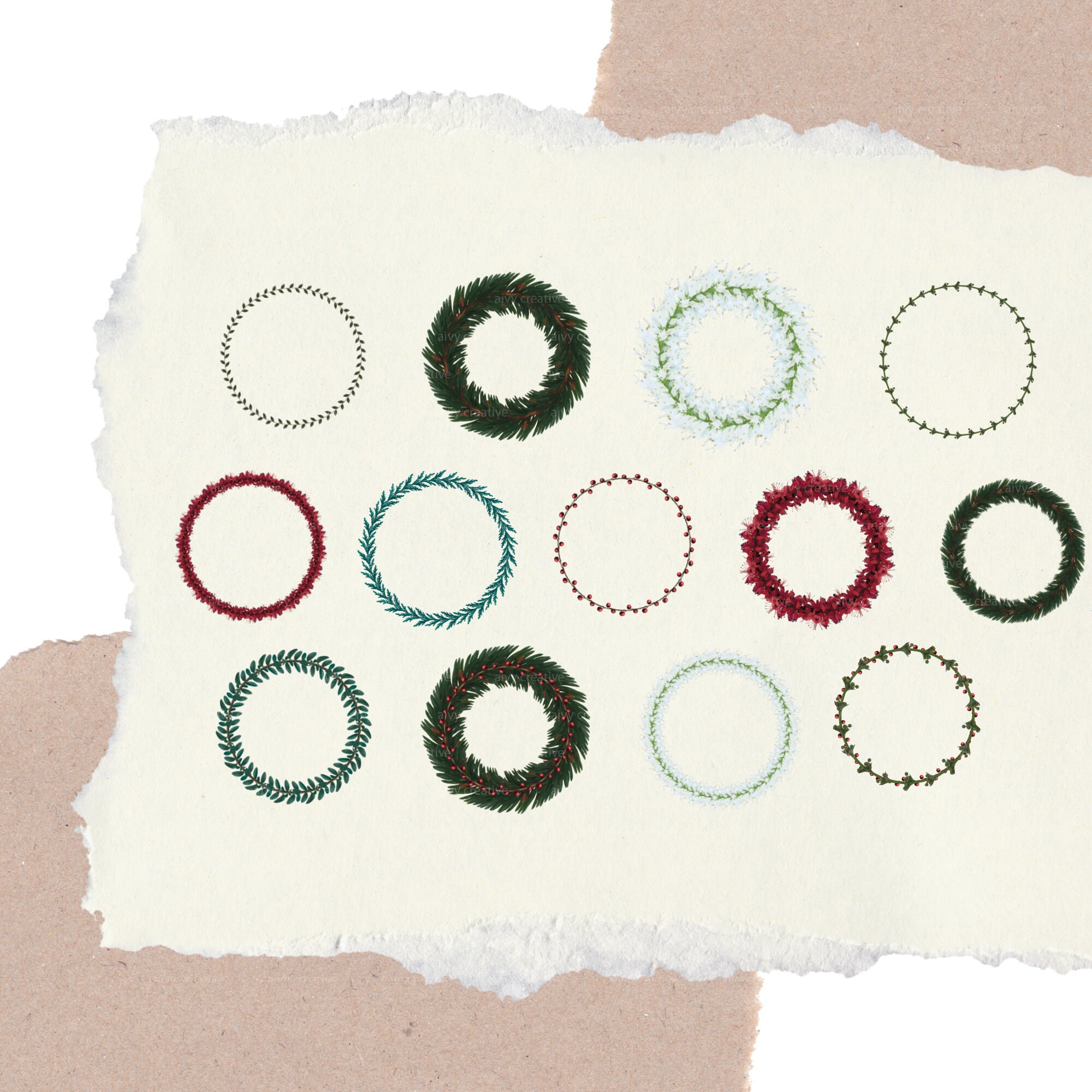 18 Chrismas Wreath Graphics Clipart Set Christmas Clipart Christmas ...