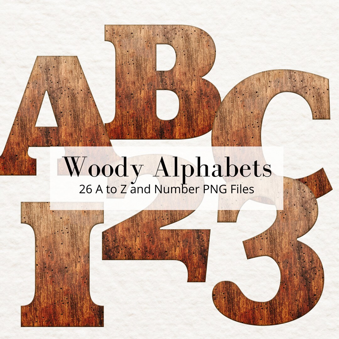 Woody Alphabets, Wood Alphabet, Alphabet PNG, Wood Letters - Etsy
