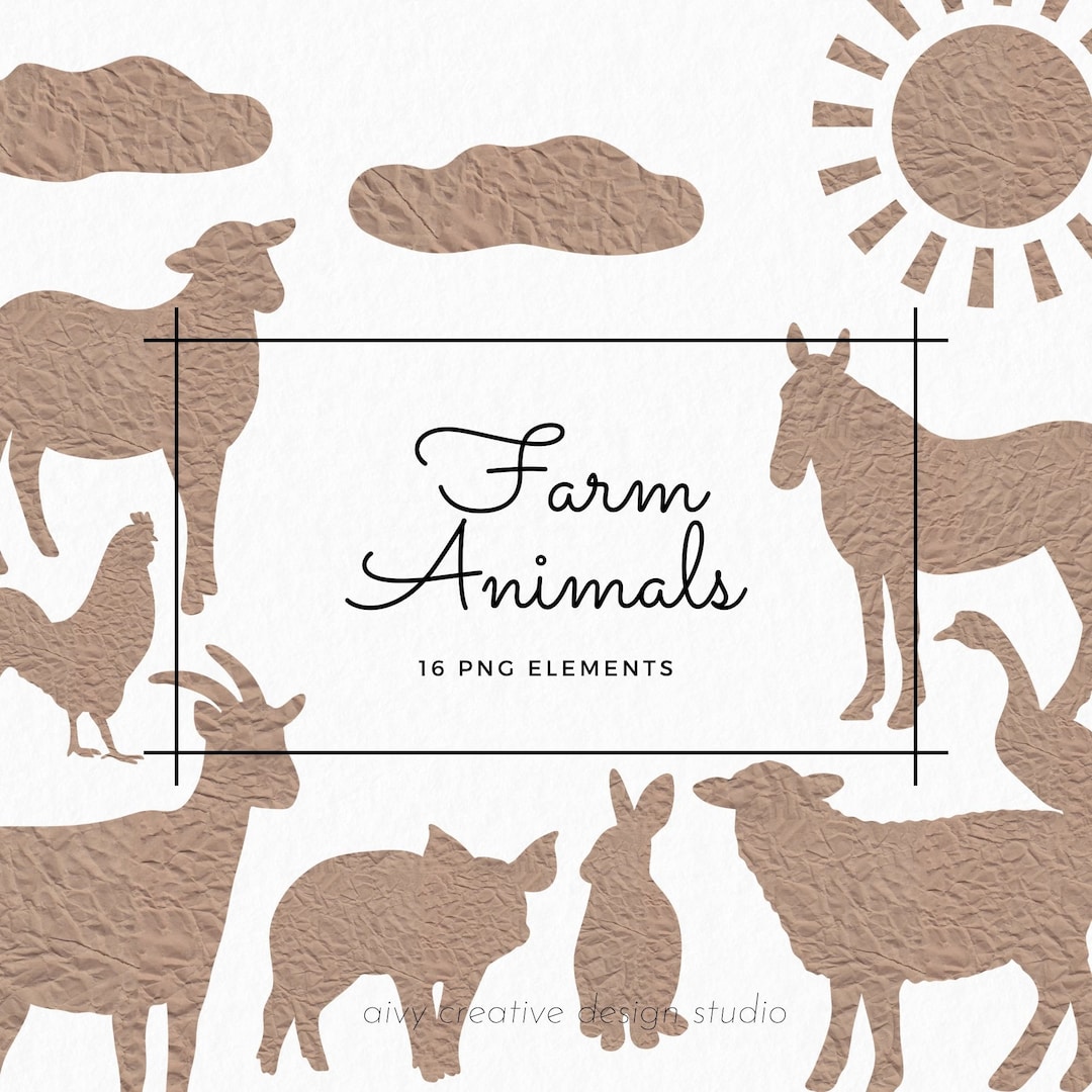 Farm Animals Abstract Clip Art Set | Transparent PNG Files | Marketing ...