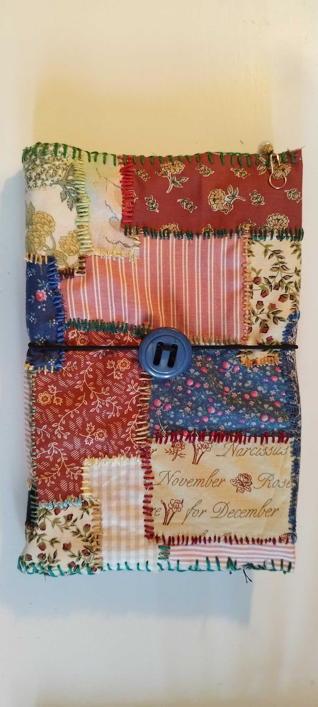 Patchwork Book Cover, Handmade Book Cover, Fabric A5 Notebook Cover ...