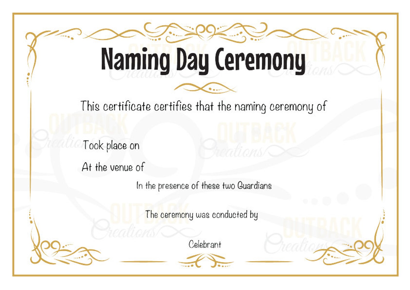 Naming Day Certificate | Etsy