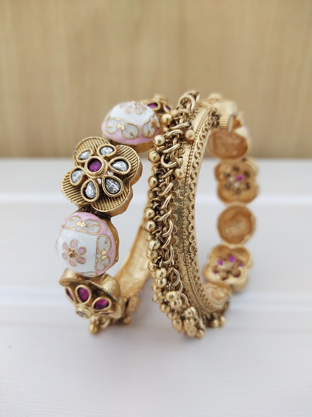 2-6 Indian Bangle Ethnic Rajwada Polish Traditional Bangles Party Wear ...