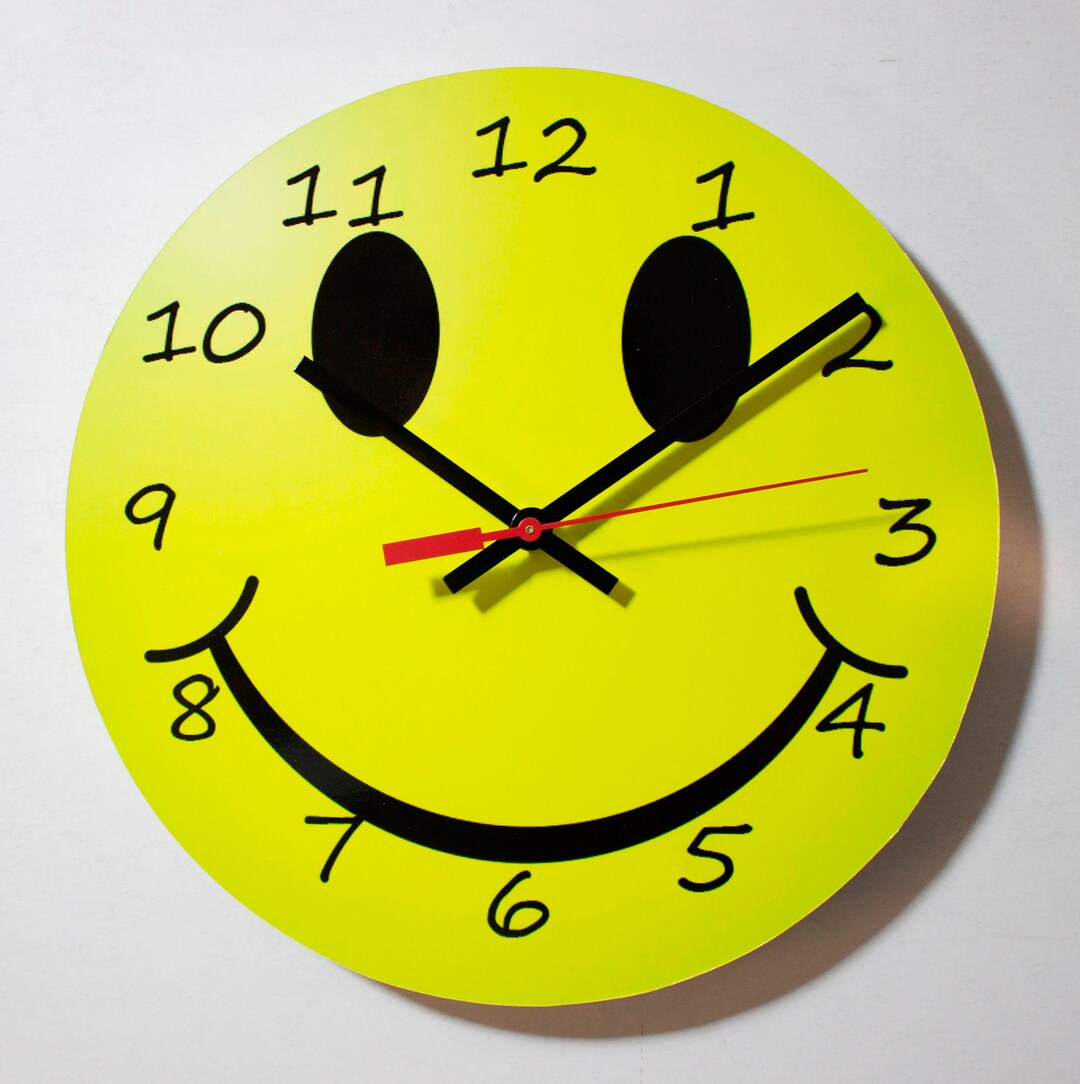 Smiley Face 10" Wall Clock - Etsy