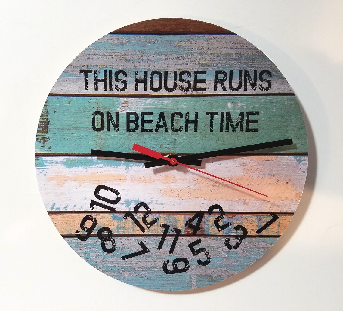 Funny Rustic Beach Clock: This House Runs on Beach Time, Nautical Beach ...