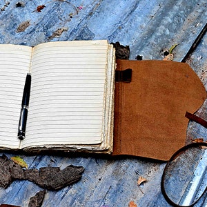 LEATHER JOURNAL - Handmade LINED Vintage Deckle Edge Rustic Paper ...