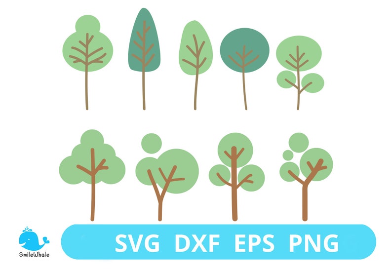 Tree Svg Digital Cut Files Tree Png Green Silhouette - Etsy