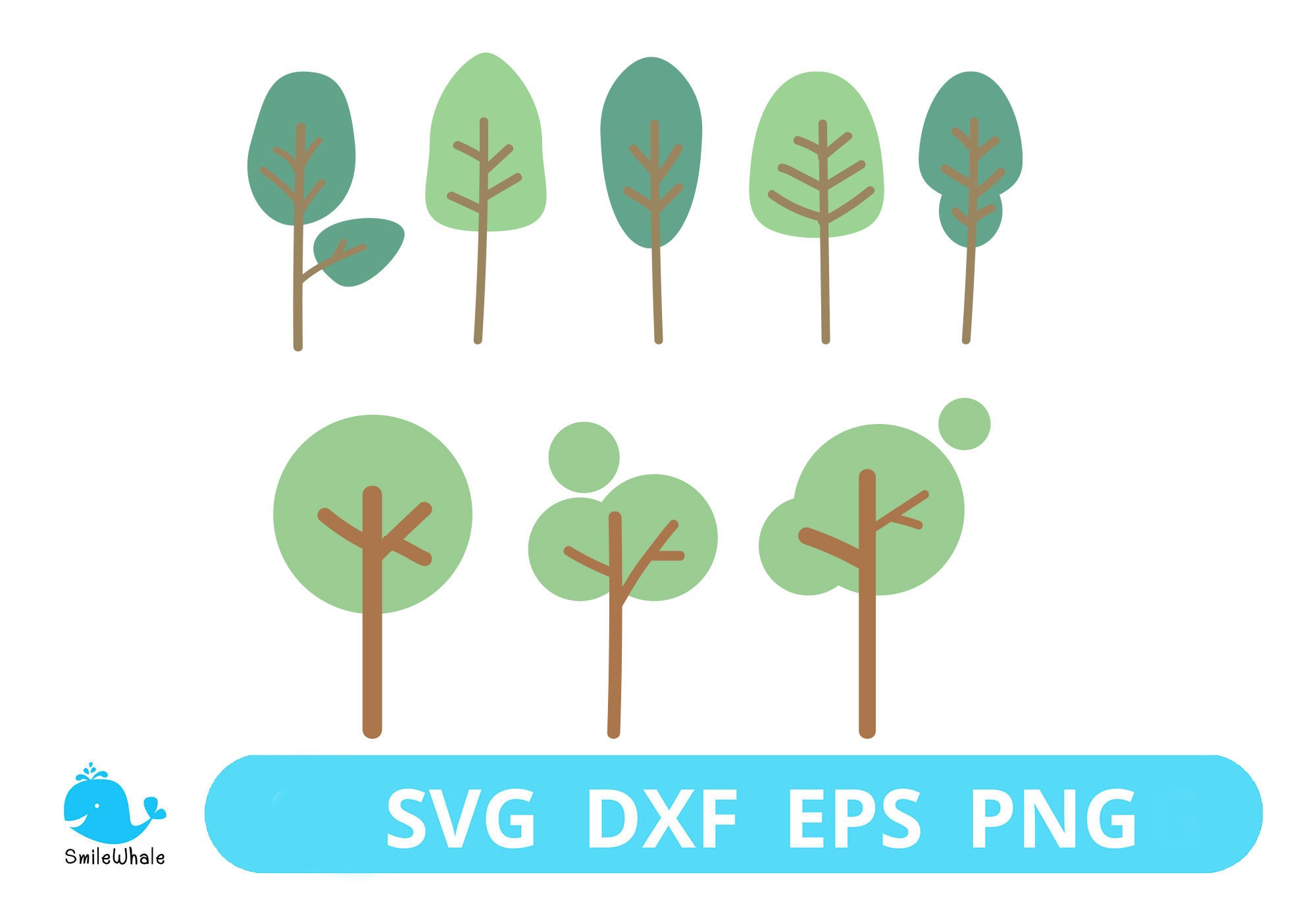 Tree Svg, Digital Cut Files, Tree Png, Green Silhouette - Etsy