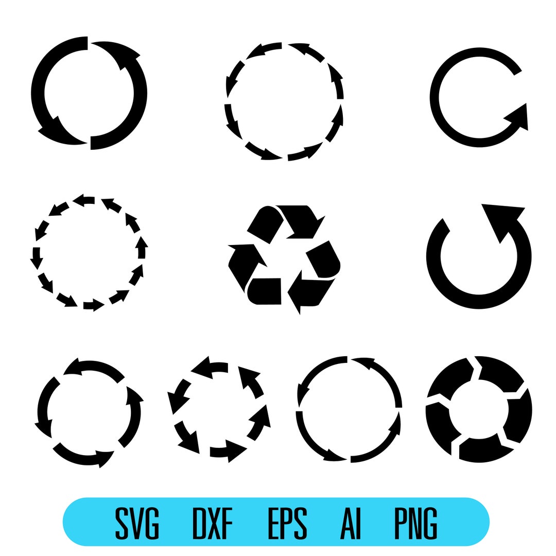 Circle Arrows and Recycle Icon, SVG, Digital,illustration, Cutting File ...