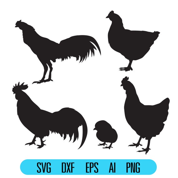 Siluetas de pollo SVG Digital Ilustración Archivo de Corte | Etsy México