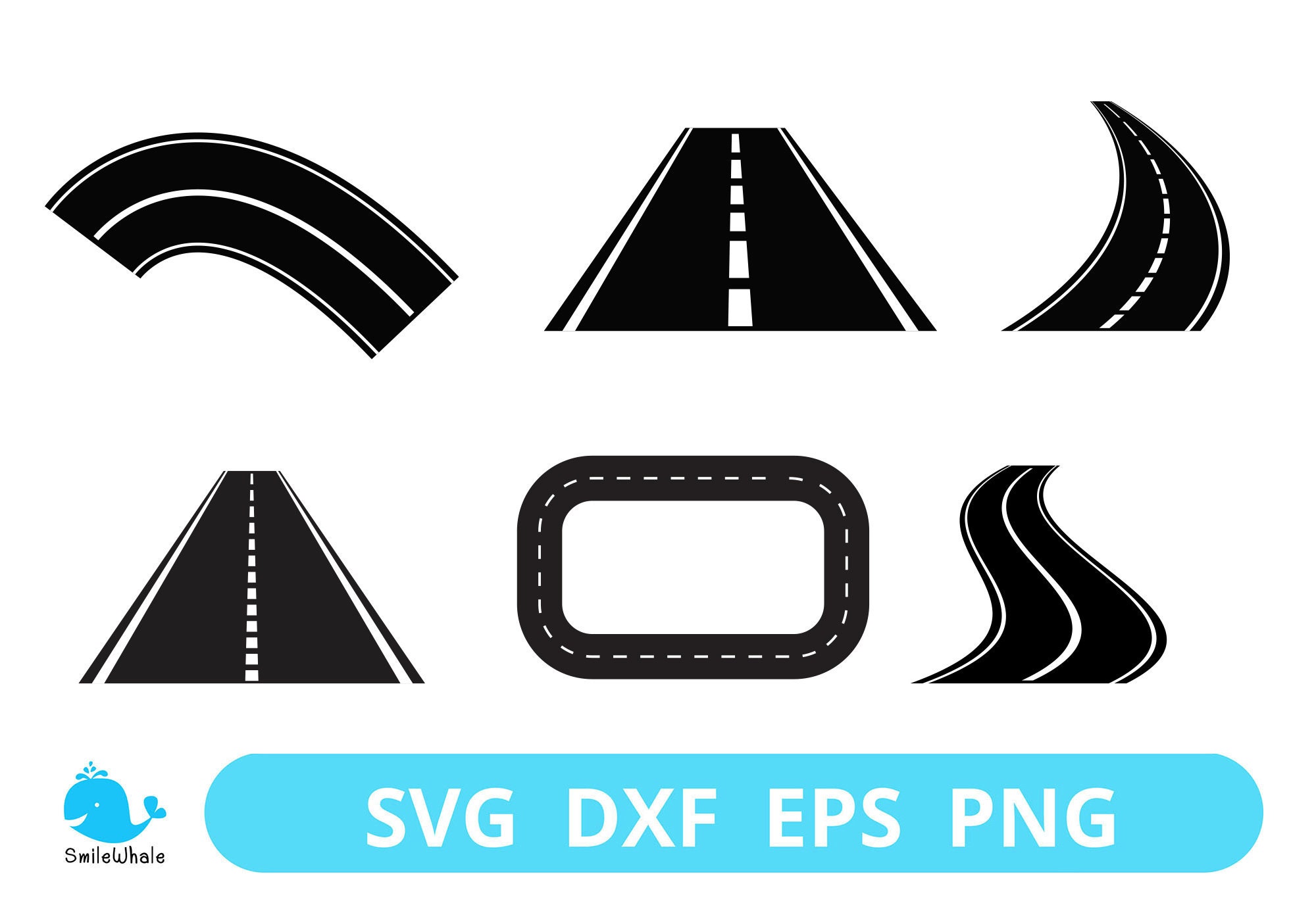Road Svg, Highway Svg, Clip Art Silhouette, Digital File, Cut File ...