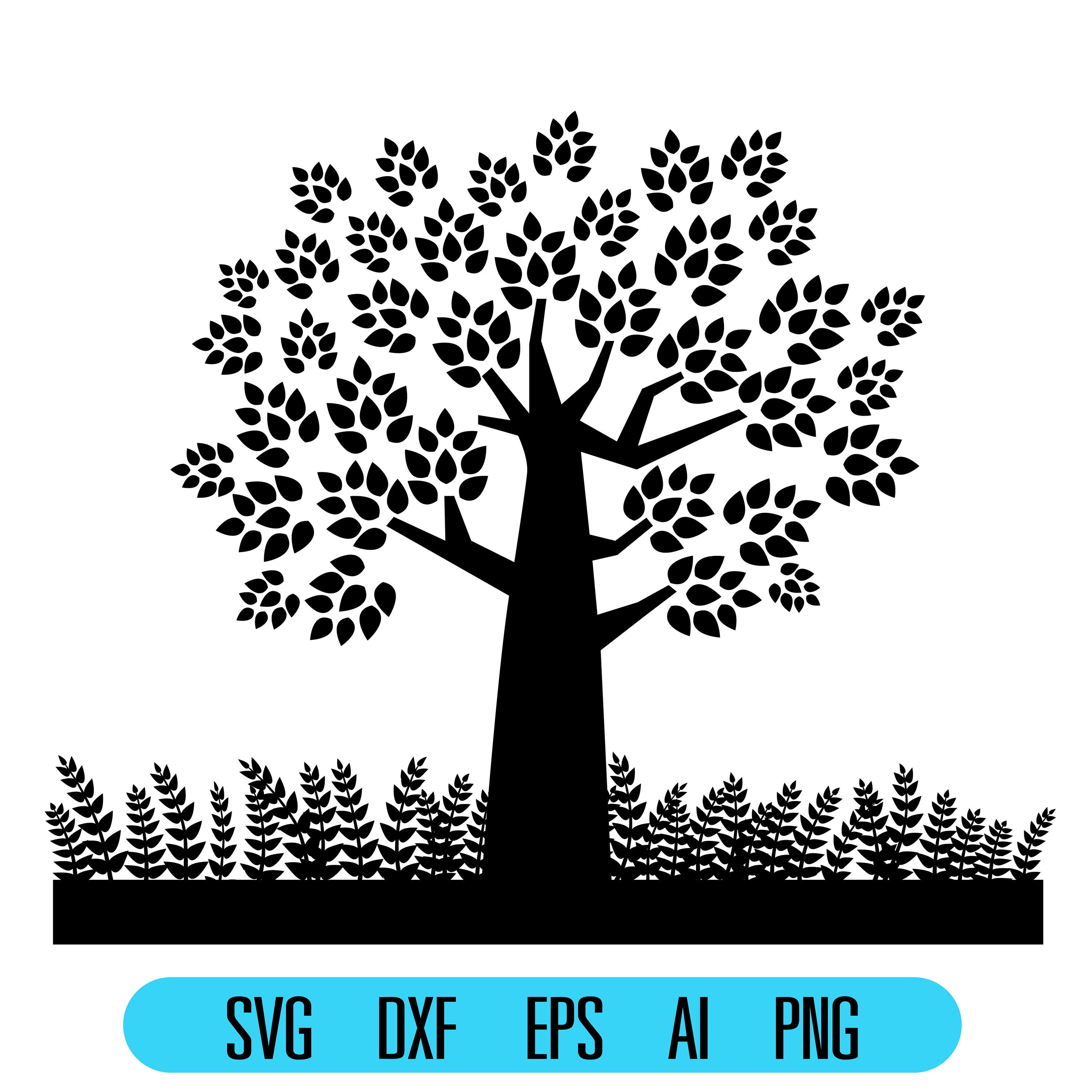 Silhouette di alberi SVG, digitale, illustrazione, file di taglio, clip ...