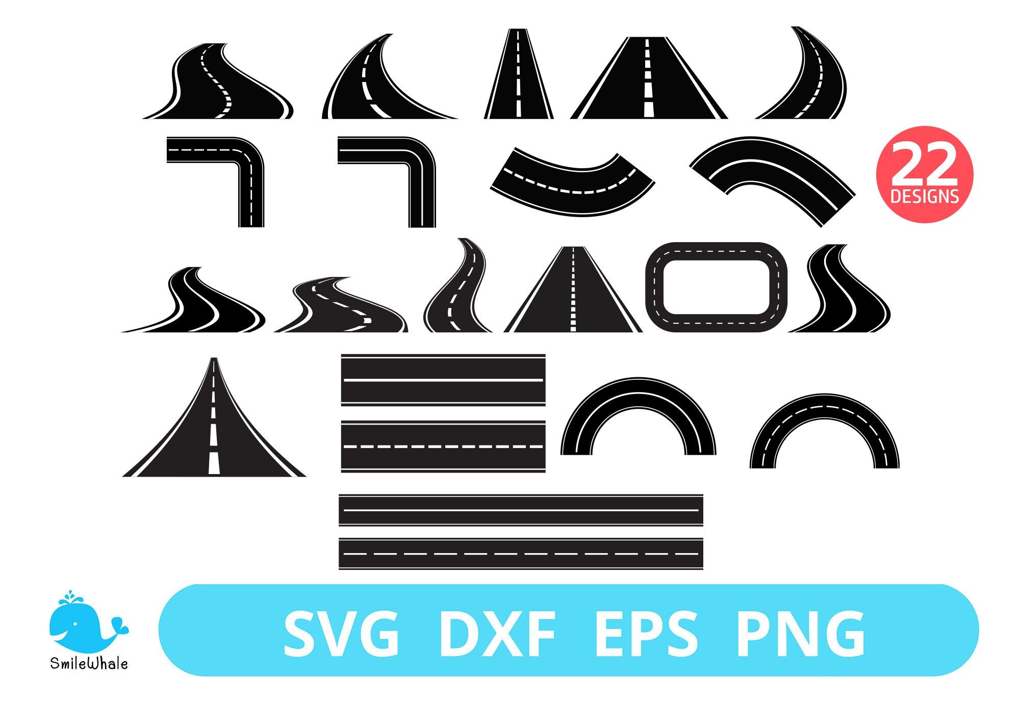 Road Svg, Highway Svg, Clip Art Silhouette, Digital File, Cut File ...