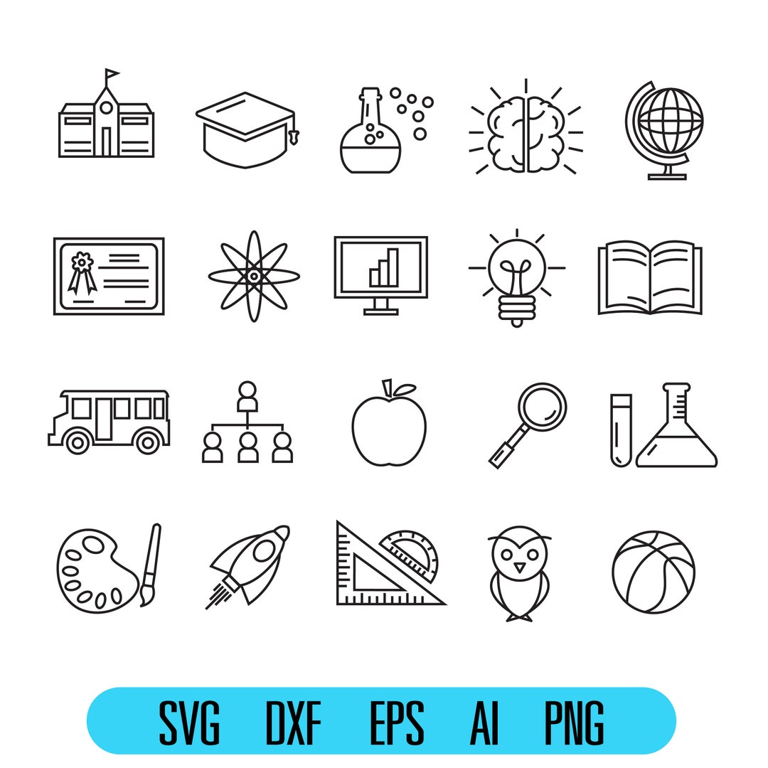 Education Icons Set, SVG, Digital File,illustration, Cutting File, Clip ...