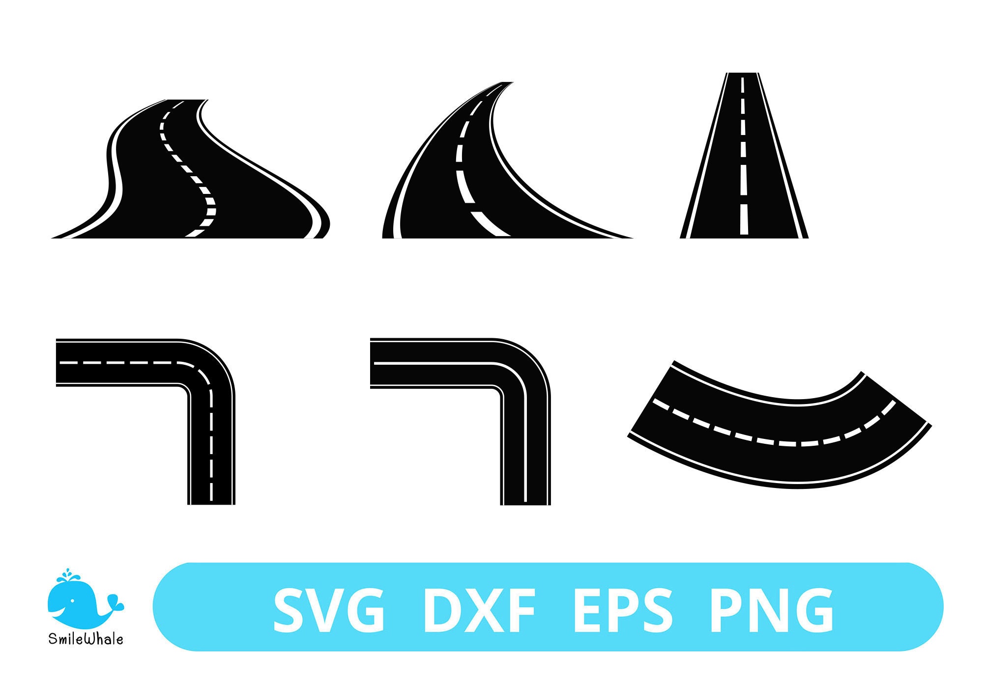 Road Svg, Highway Svg, Clip Art Silhouette, Digital File, Cut File ...