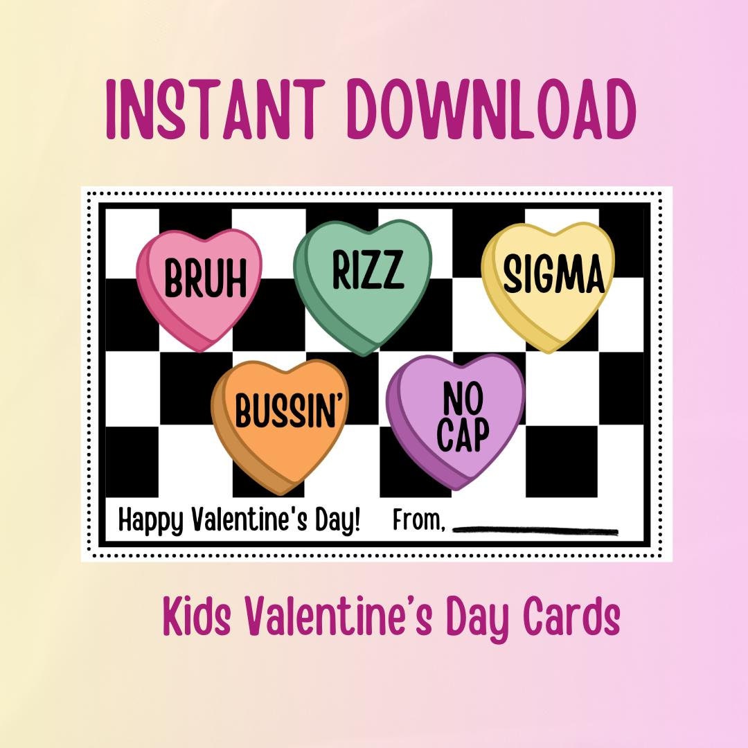 Gen Alpha Slang Candy Hearts, Funny Kids Valentine Printable, Class ...