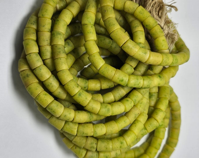 26 Small Green African Beads, Krobo Beads, Recycle Beads - Etsy
