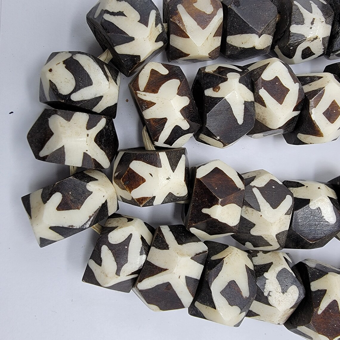 Black and White Bone Beads African Beads Batik Bone | Etsy