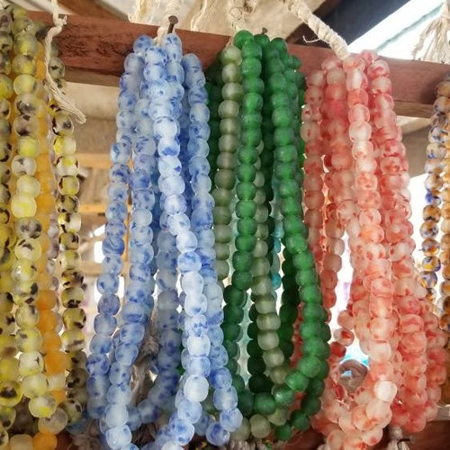 Recycled Bi-cone Beads African Beads Krobo Glass Beads - Etsy