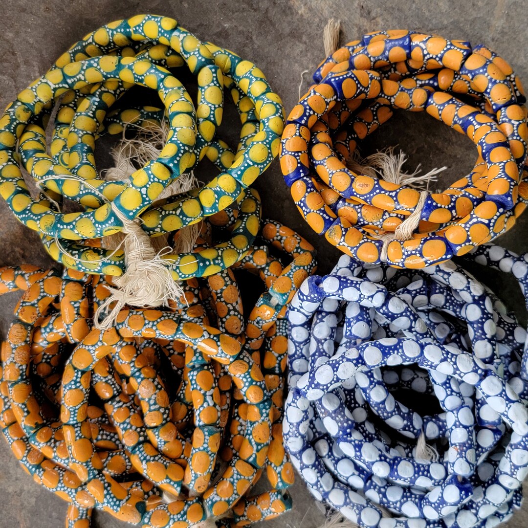 10 Dotted Hand Printed of African Beads, Tribal Beads - Etsy