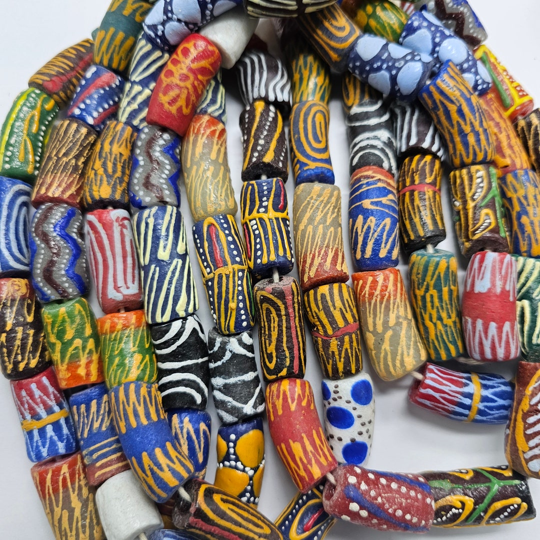 30 Medium Long African Beads - Etsy