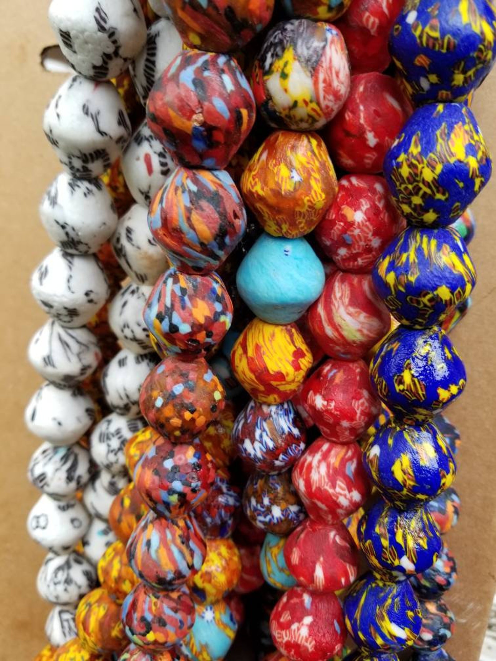 Recycled Bi-cone Beads, African Beads, Krobo Glass Beads - Etsy
