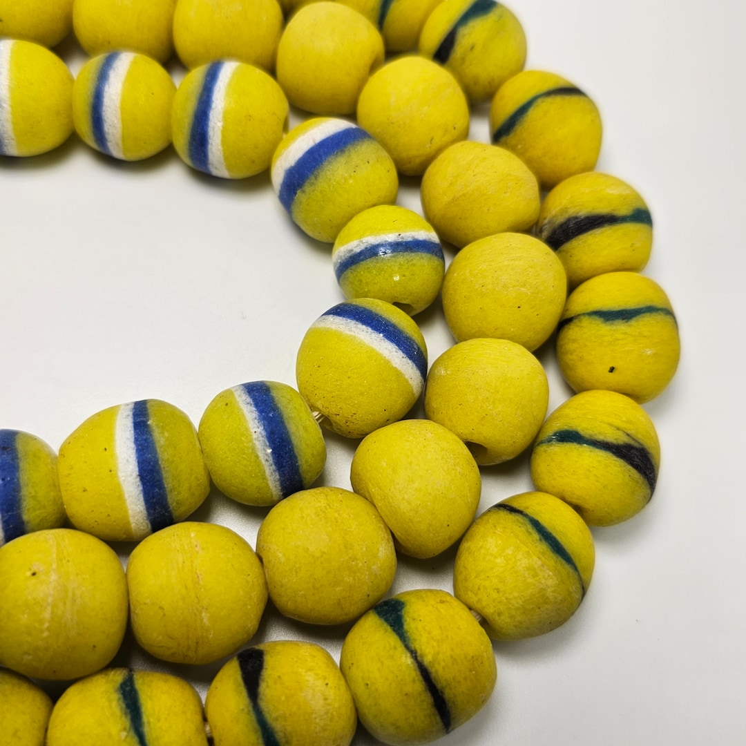 Yellow African Ball Beads, Jewelry Making Beads - Etsy