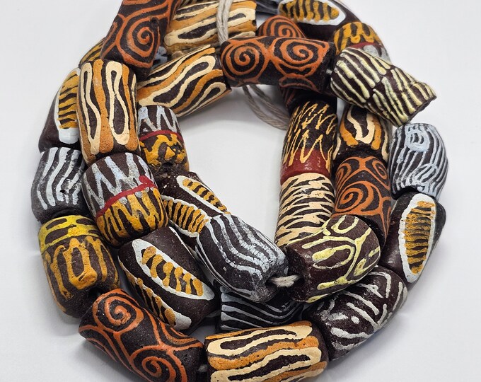 30 Brown Long Chunky African Beads - Etsy