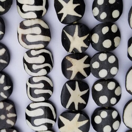 Black and White Bone Beads African Beads Batik Bone - Etsy
